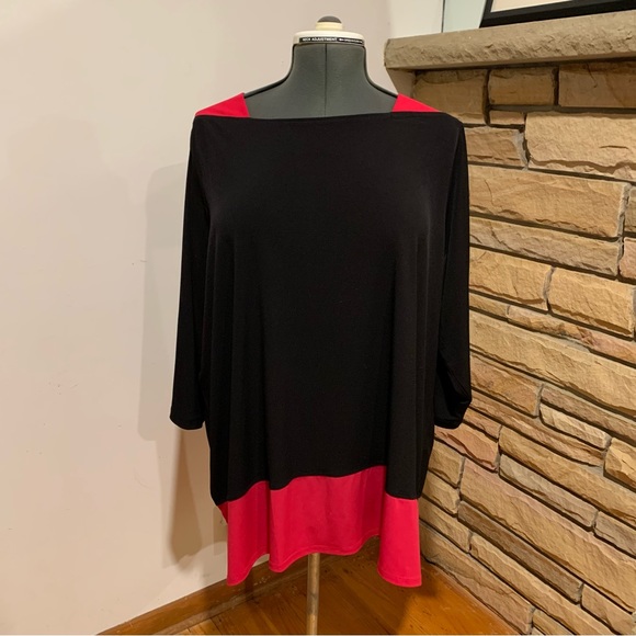Susan Graver | Tops | Susan Graver 34 Sleeve Black Blouse With Hot Pink ...